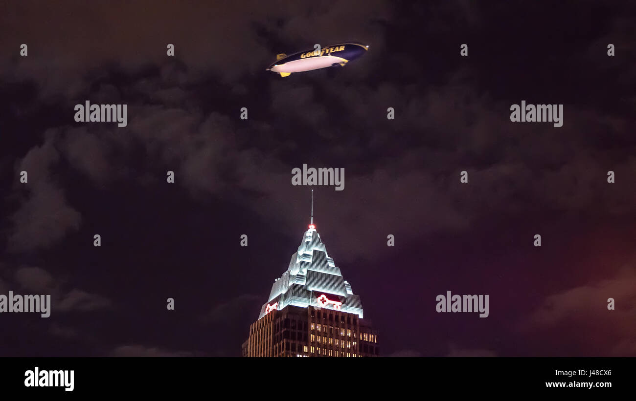 Goodyear Blimp Over Key Tower Stock Photo - Alamy