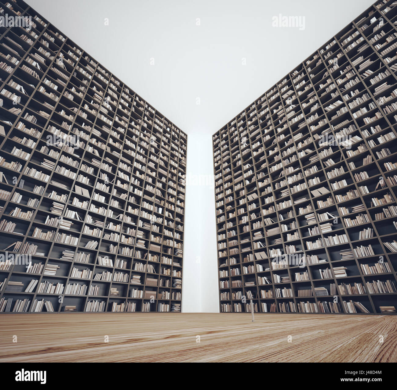 Library with many books, 3d render illustration Stock Photo - Alamy