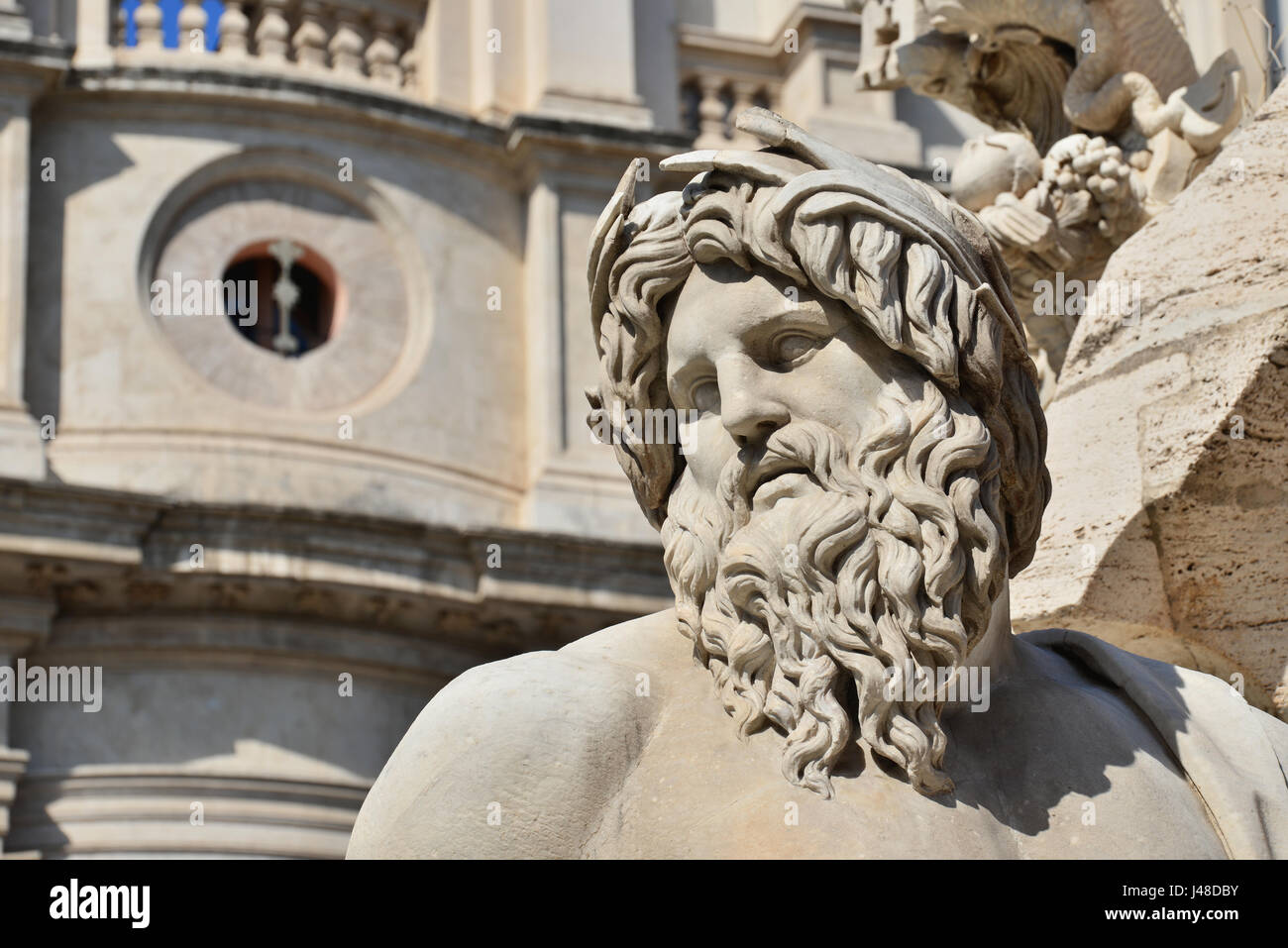 Marble head of River Ganges god statue from baroque Fountain of Four ...
