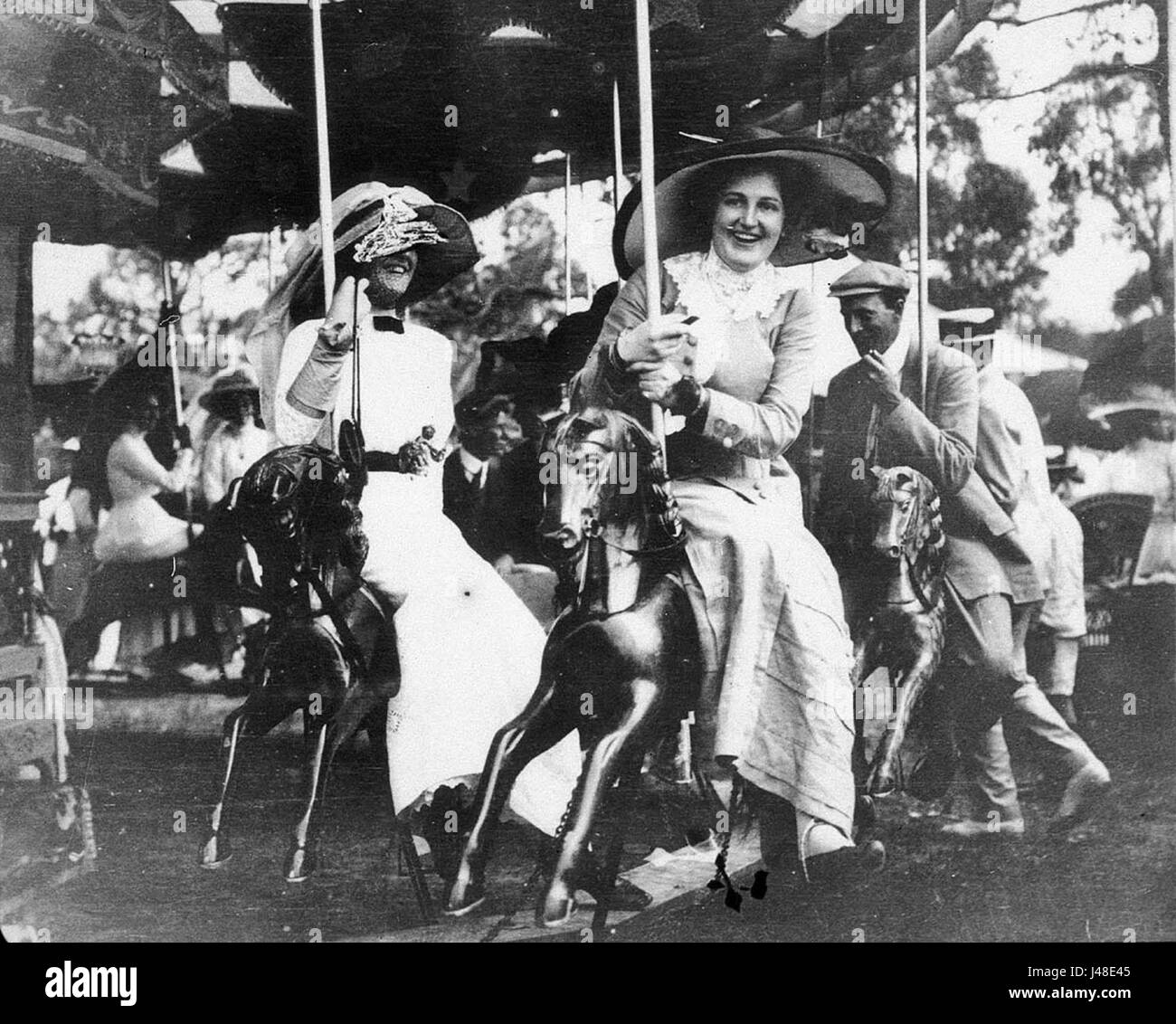 Historic merry go round Black and White Stock Photos & Images - Alamy