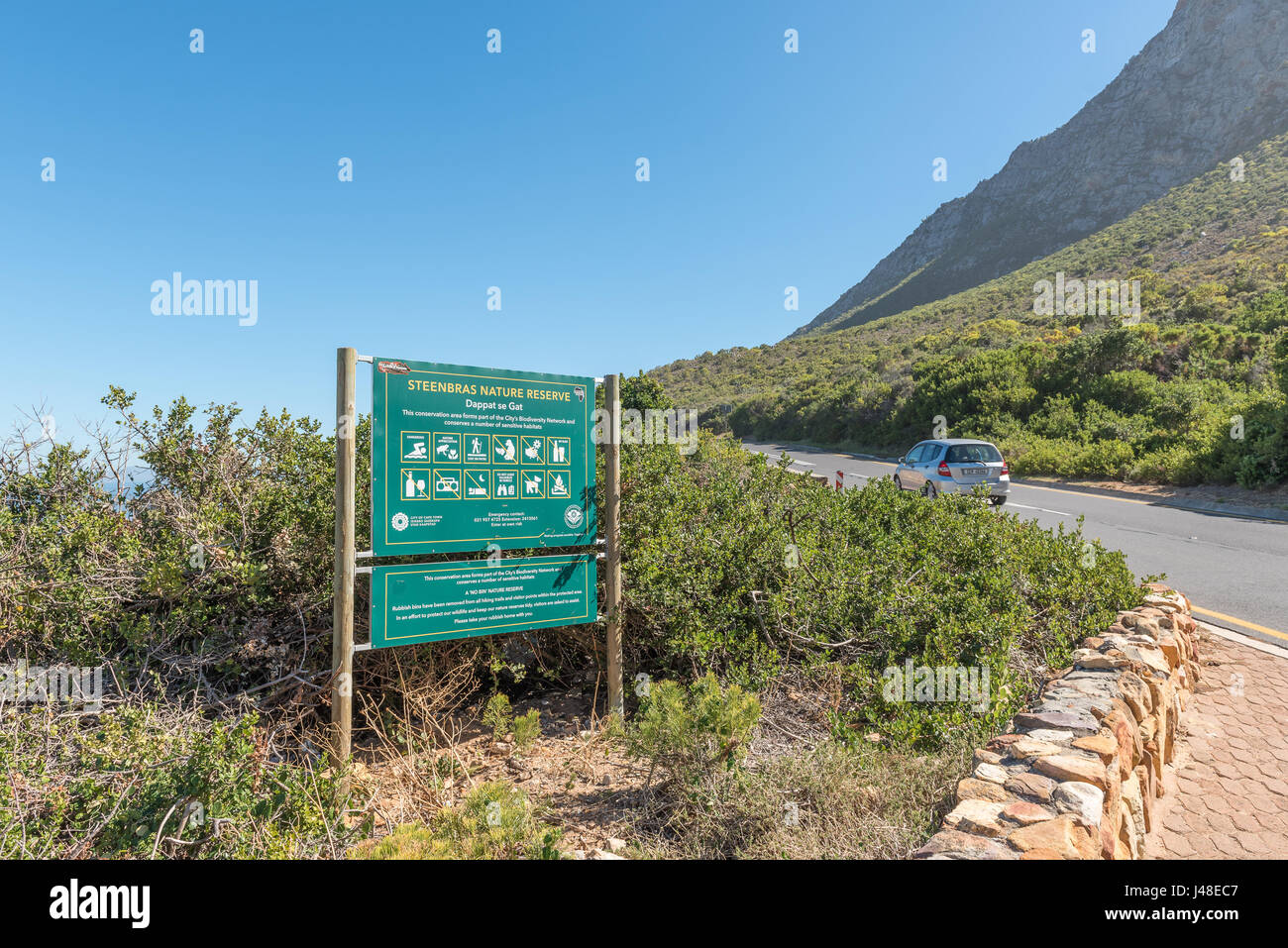 CLARENCE DRIVE, SOUTH AFRICA - MARCH 29, 2017: An information board at ...