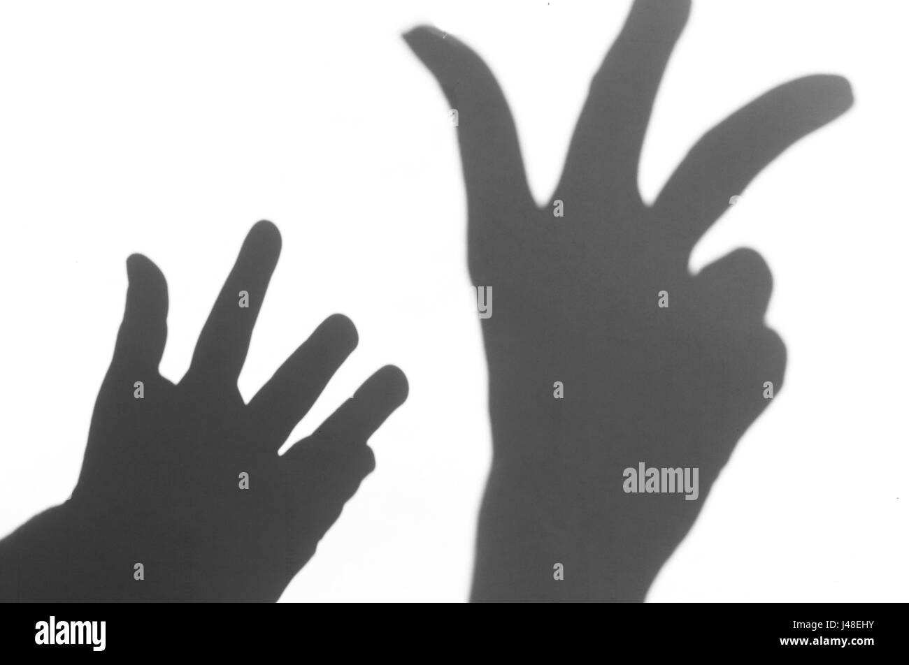 the shadow of the hand white background closeup Stock Photo - Alamy