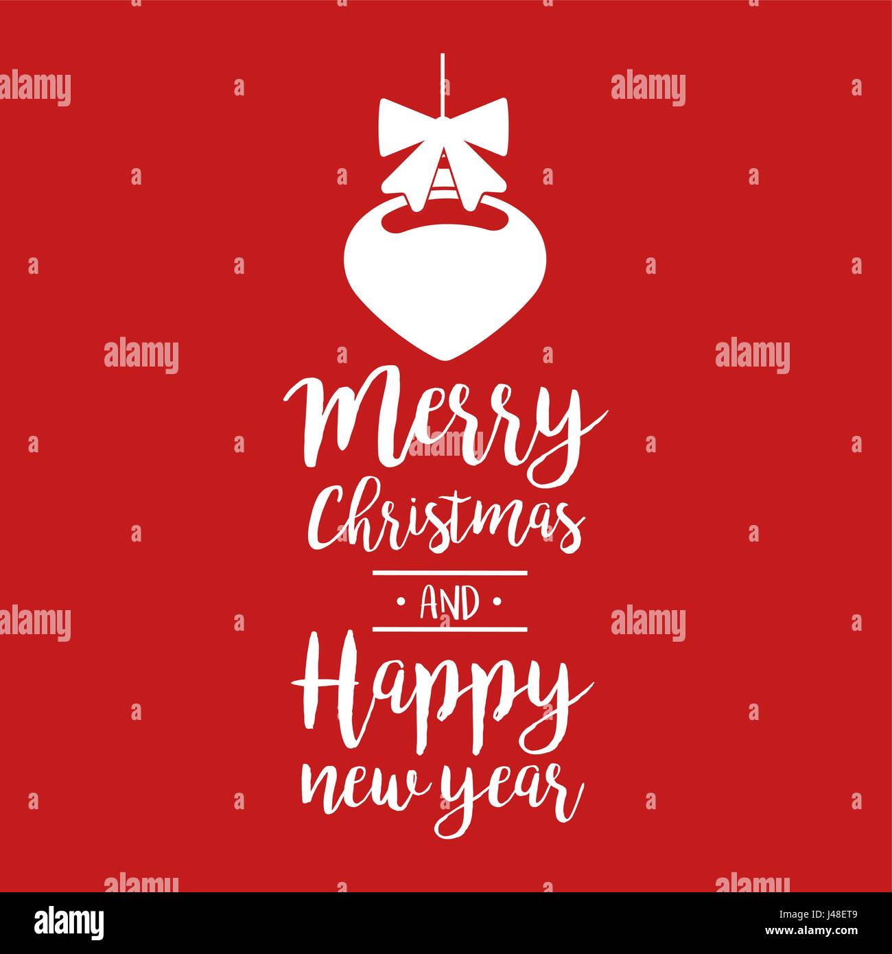 Merry Christmas bauble ornament text quote, calligraphy lettering ...