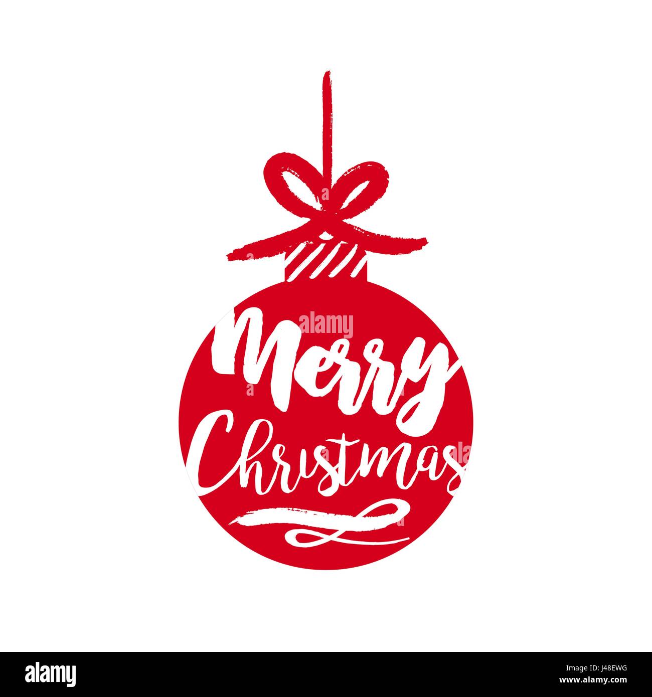 Merry Christmas bauble ornament calligraphy quote, lettering text ...