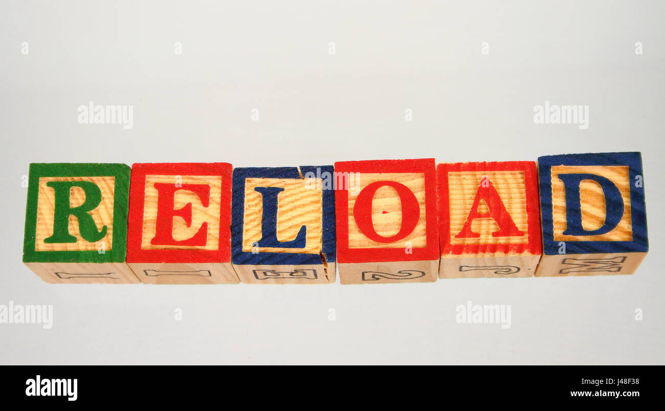 The phrase reload displayed visually on a white background using ...