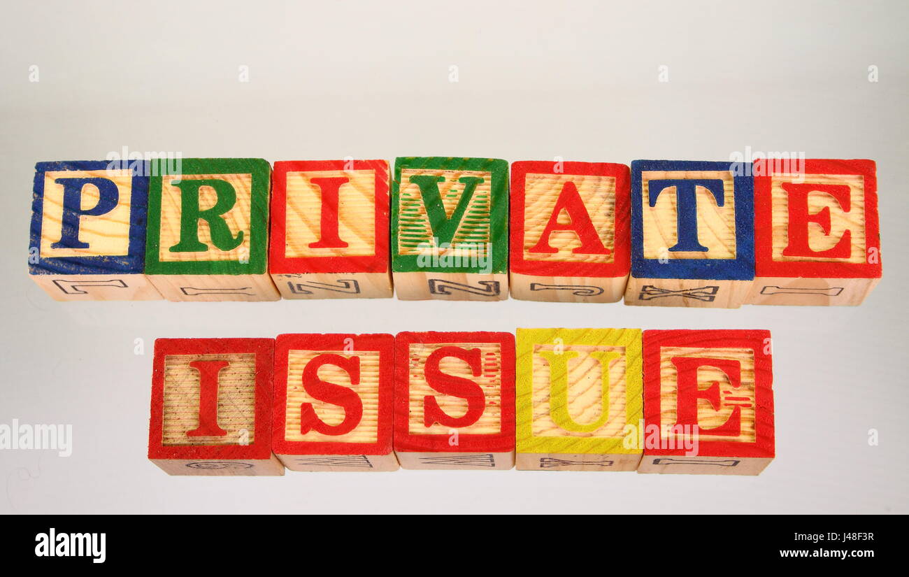 The phrase private issue displayed visually on a white background using ...