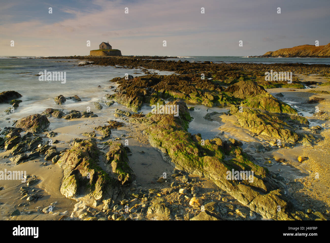Church in the sea Llancwyfan, Aberffraw, Anglesey Stock Photo - Alamy