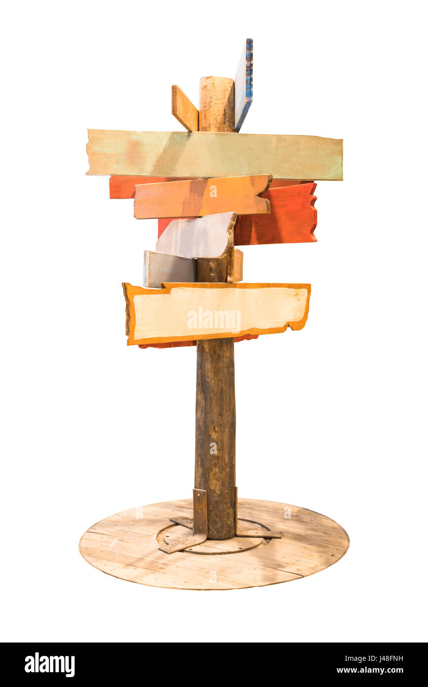 Blank wooden direction board with clipping path Stock Photo - Alamy