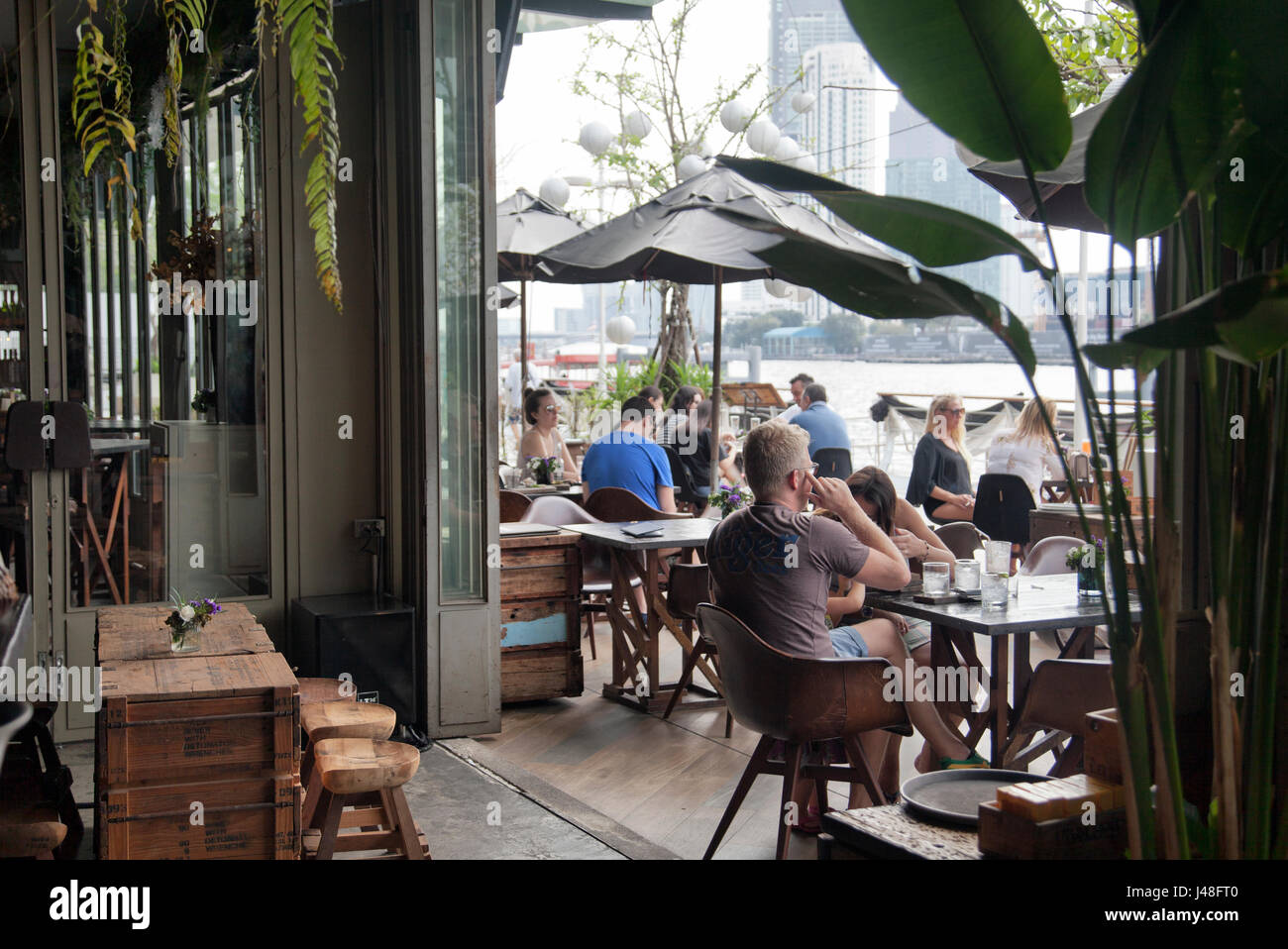 Viva Aviv Restaurant Along the River in Bangkok - Thailand Stock Photo ...