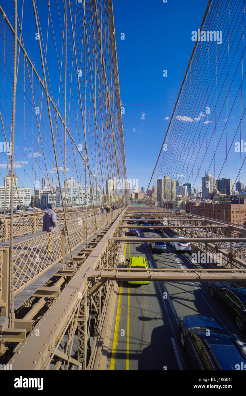 One of the main attractions in New York - famous Brooklyn Bridge ...