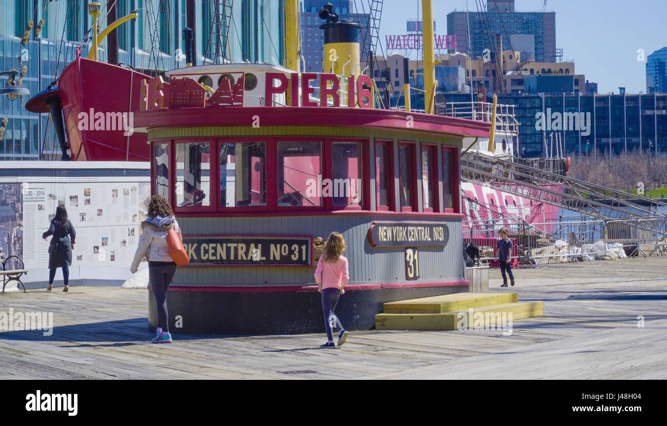 Pier 16 in Manhattan New York- MANHATTAN / NEW YORK - APRIL 1, 2017 ...