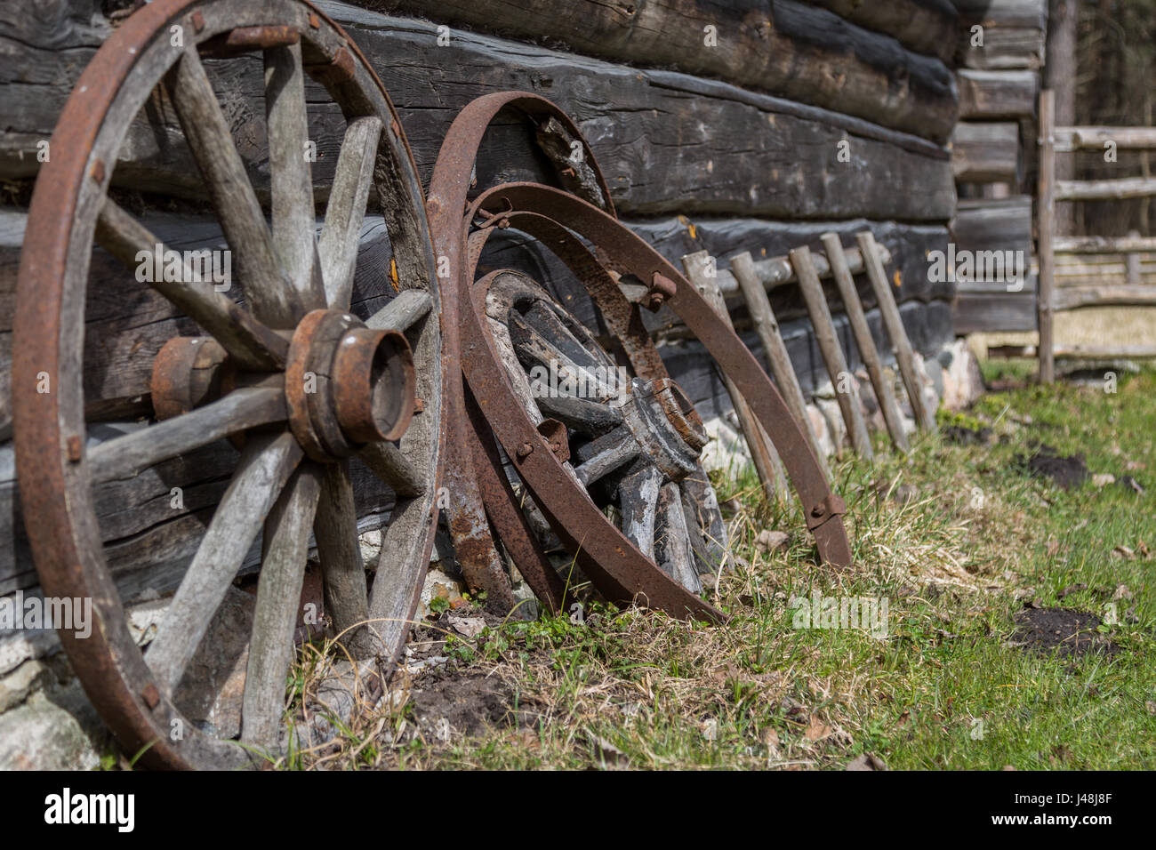 Ancient Wooden Wheels Stock Photo - Alamy