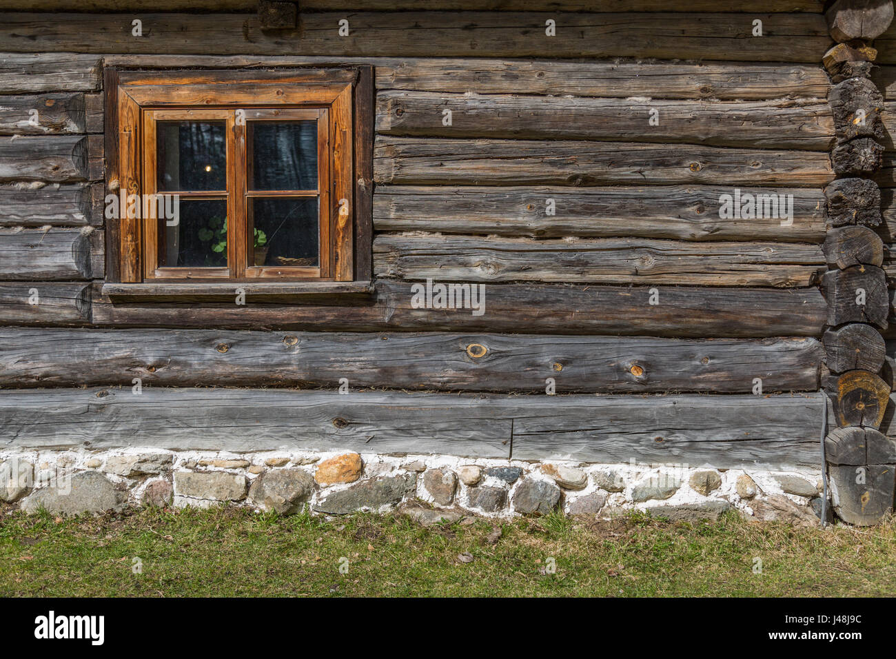 Window in old wooden rural house Stock Photo - Alamy