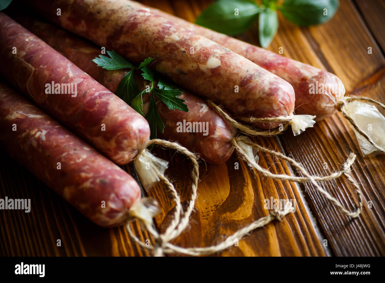 Raw organic homemade sausage made from natural meat Stock Photo - Alamy