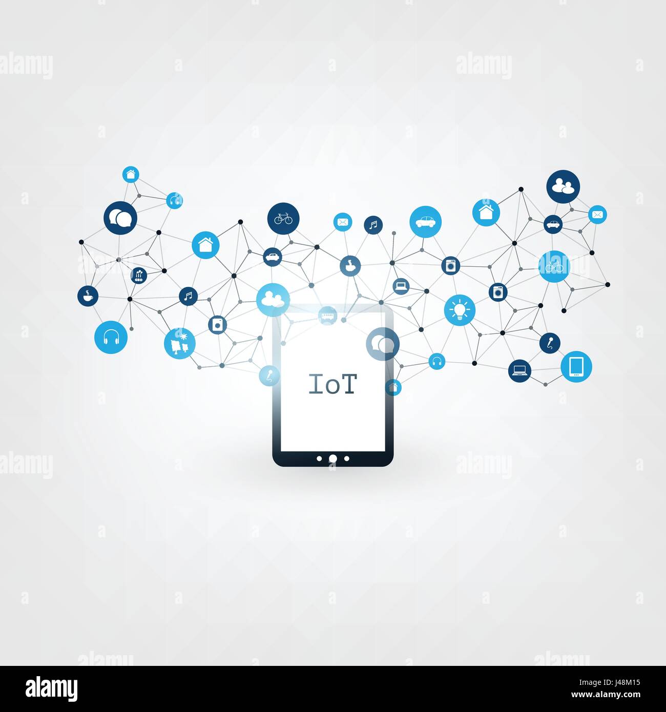 Internet of Things, Cloud Computing Design Concept with Icons - Digital Network Connections ...