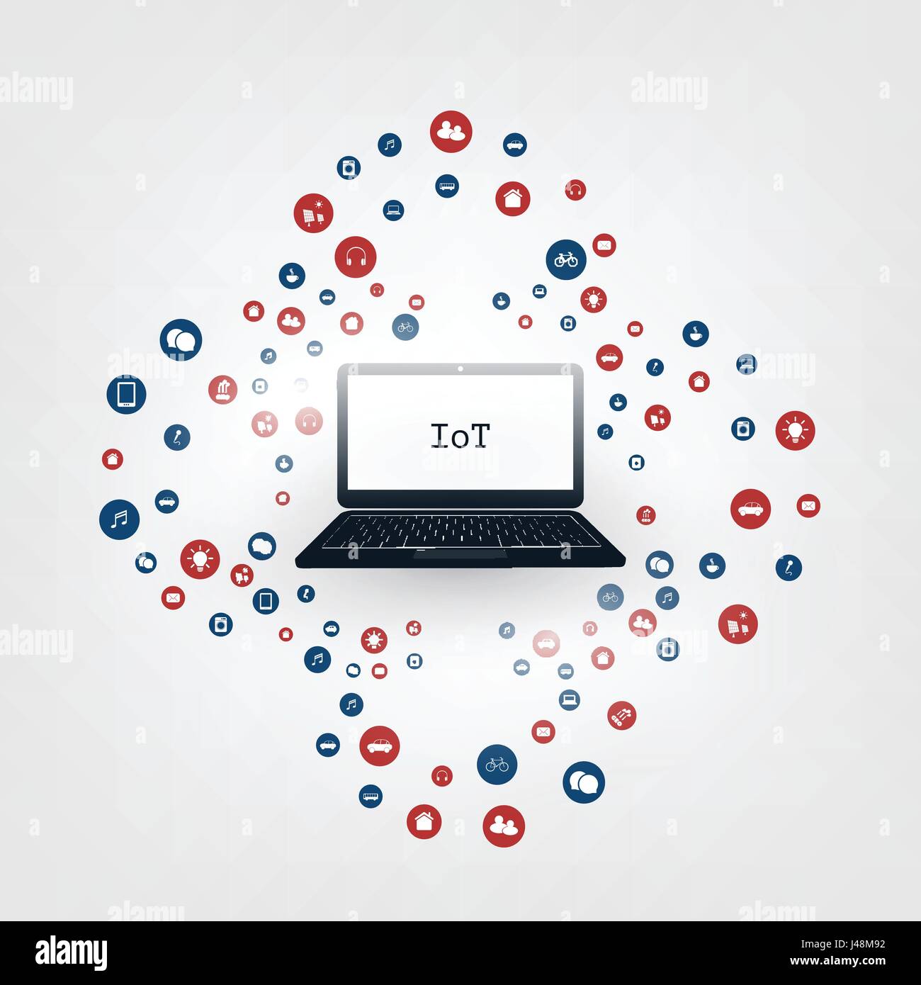 Colorful Internet of Things, Cloud Computing Design Concept with Icons - Digital Network ...