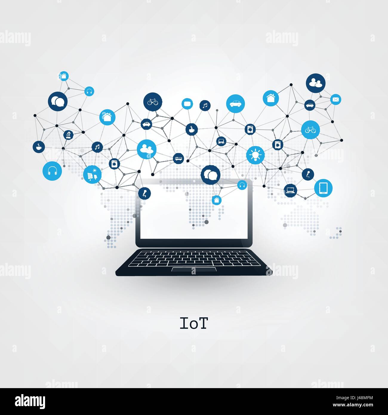 Internet of Things, Cloud Computing Design Concept with Icons - Digital Network Connections ...