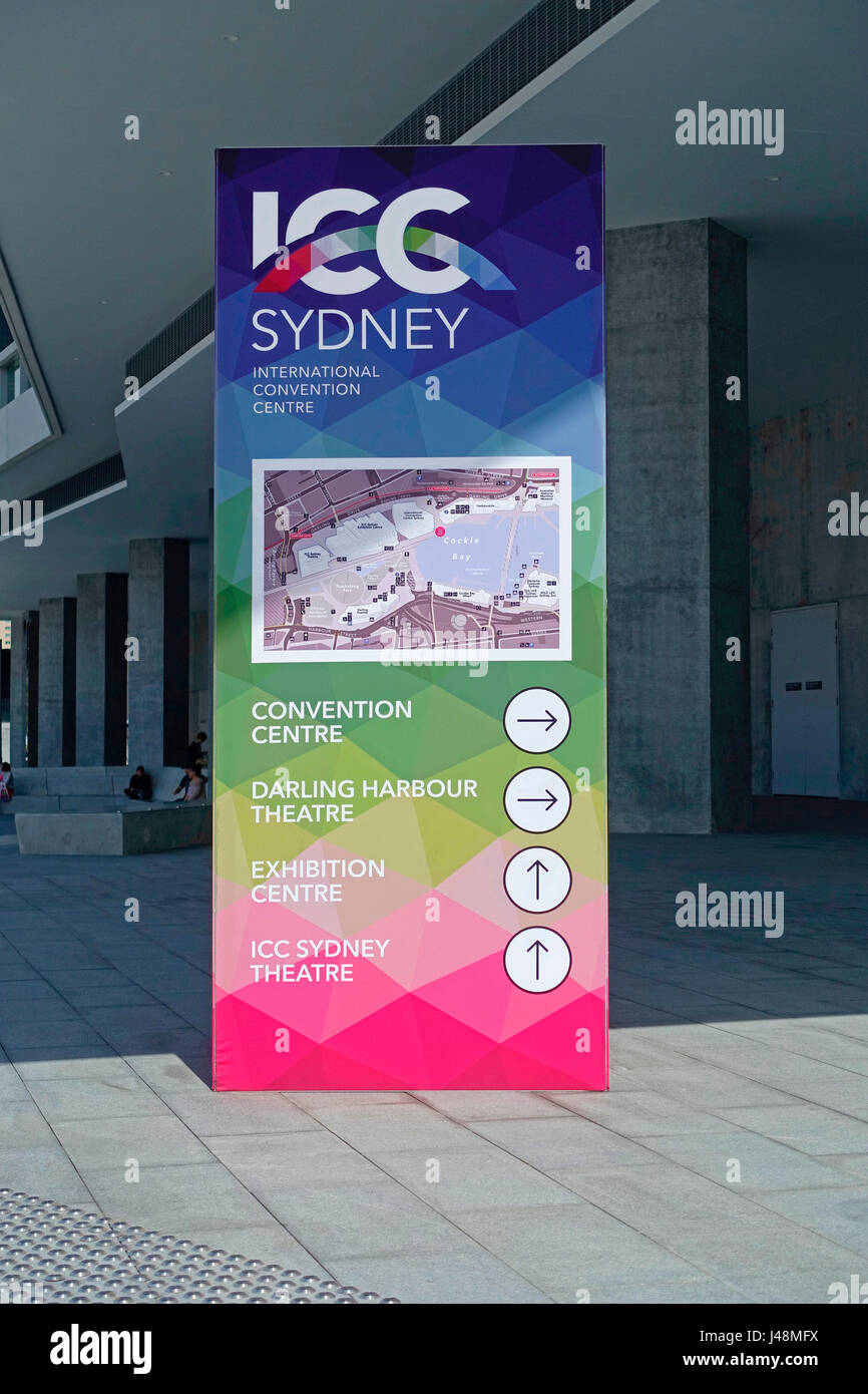 Directional map outside The ICC Convention Centre Sydney at The ...