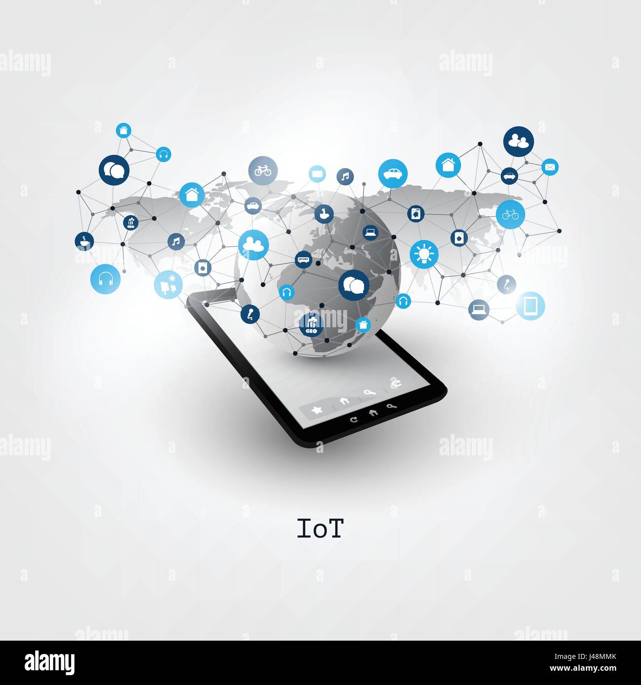 Internet of Things, Cloud Computing Design Concept with Icons - Digital Network Connections ...