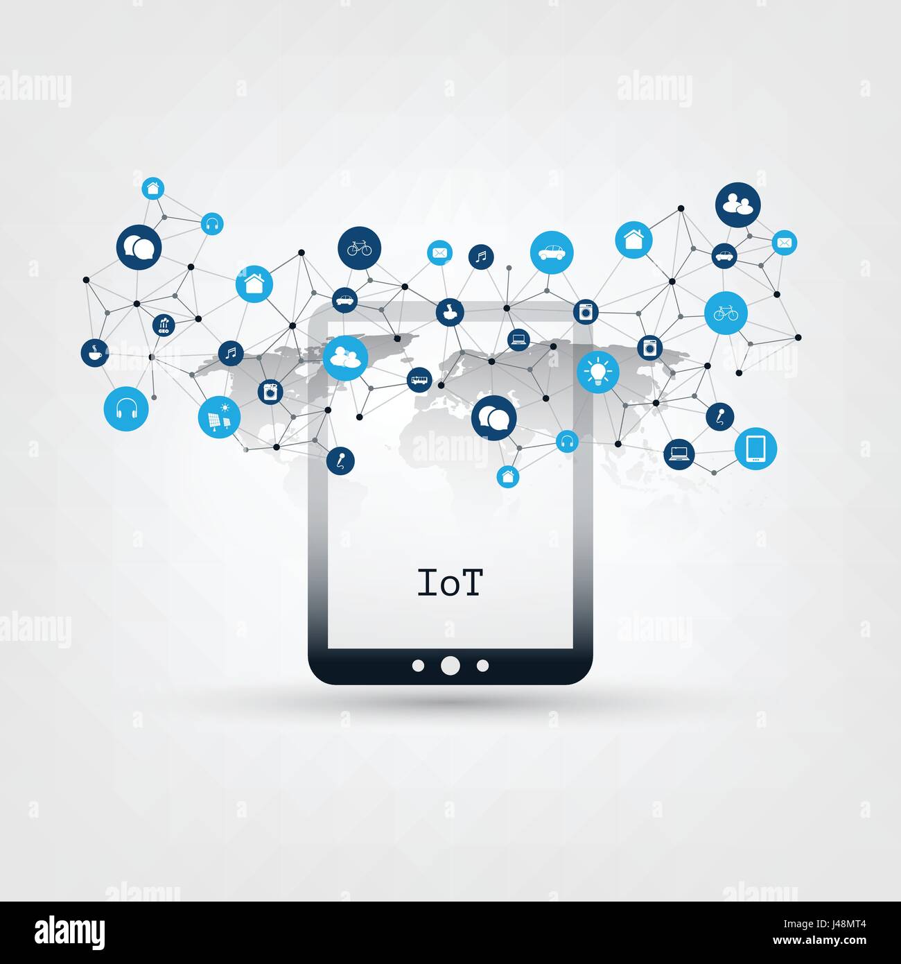 Internet of Things, Cloud Computing Design Concept with Icons - Digital Network Connections ...