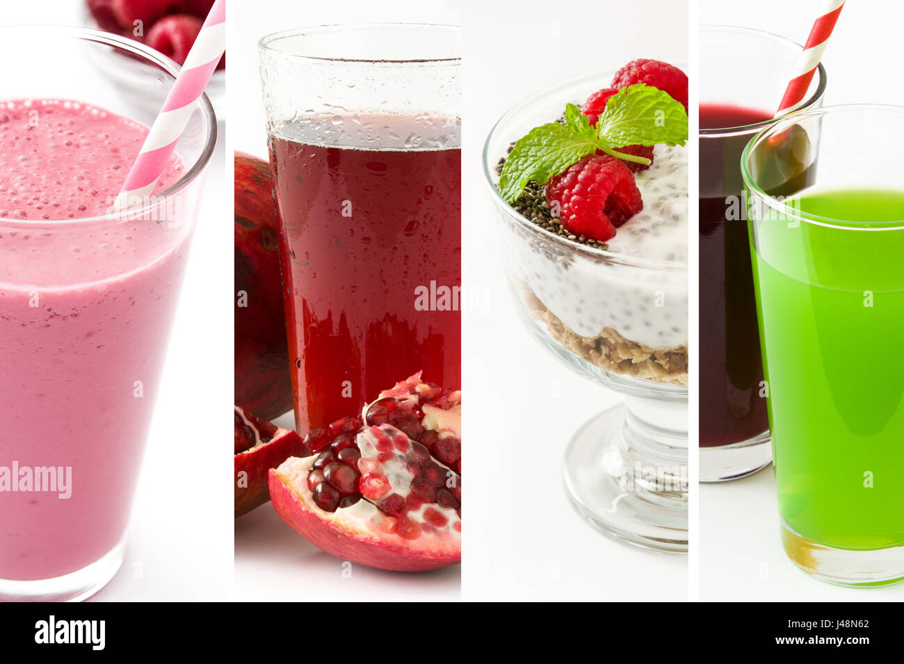 collage of healthy drinks smoothie Stock Photo - Alamy