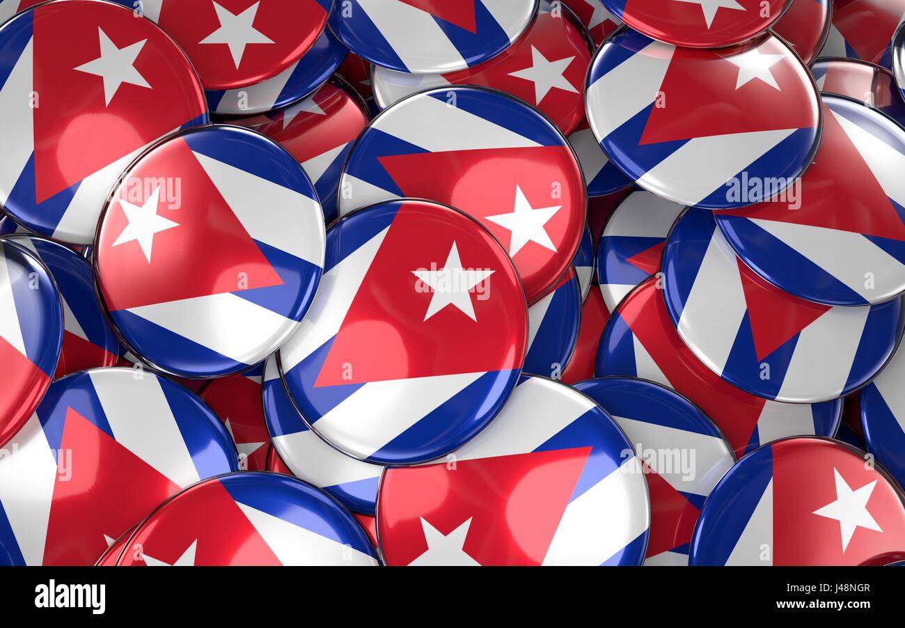 Cuba Badges Background - Pile of Cuban Flag Buttons. 3D Rendering Stock ...