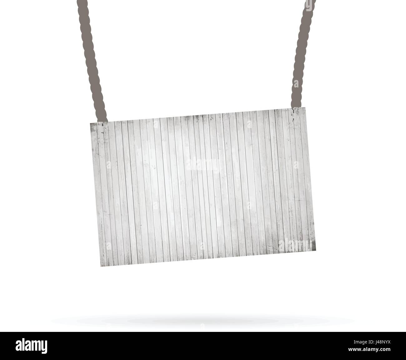 White wooden sign with rope hanging with shadow Stock Vector Image ...