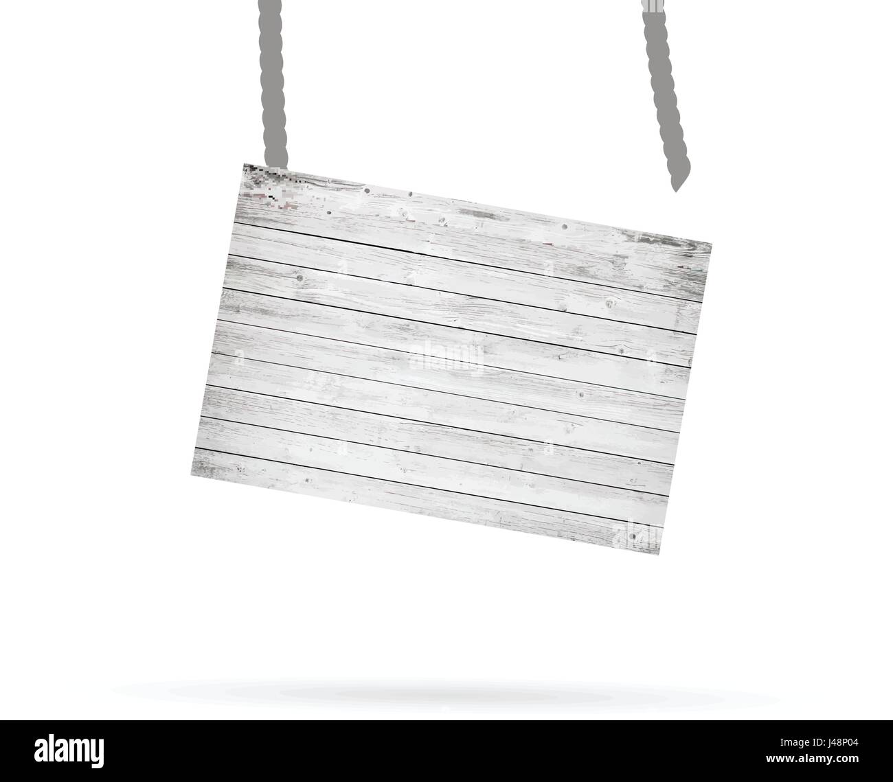 White wooden sign with rope hanging with shadow Stock Vector Image ...