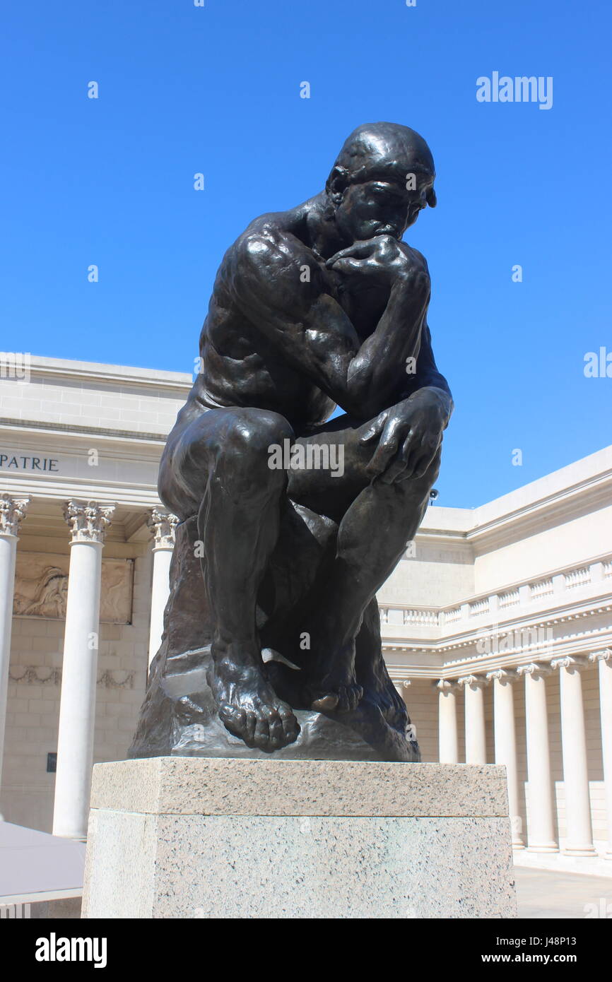 Auguste Rodin's "The Thinker" in the courtyard of the Legion of Honor ...