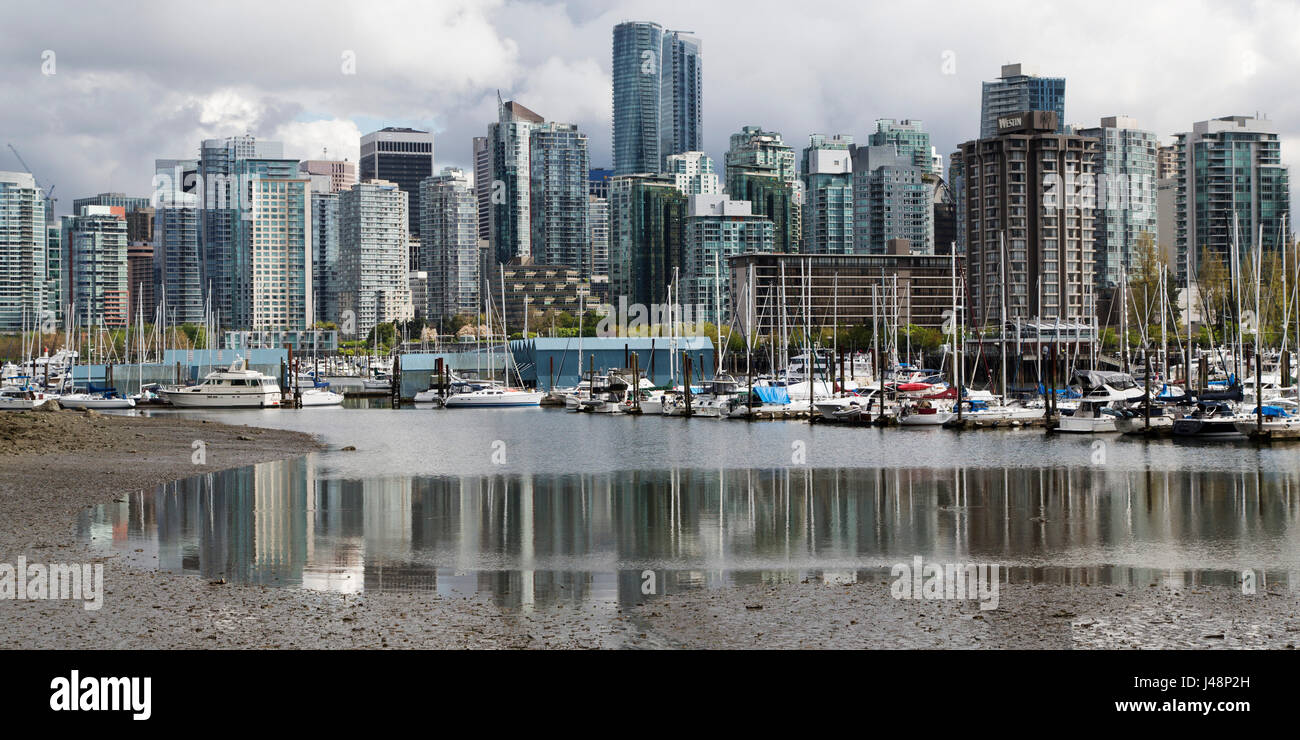 Skyscrapers in Vancouver, Canada. The high-rise buildings are seen from ...