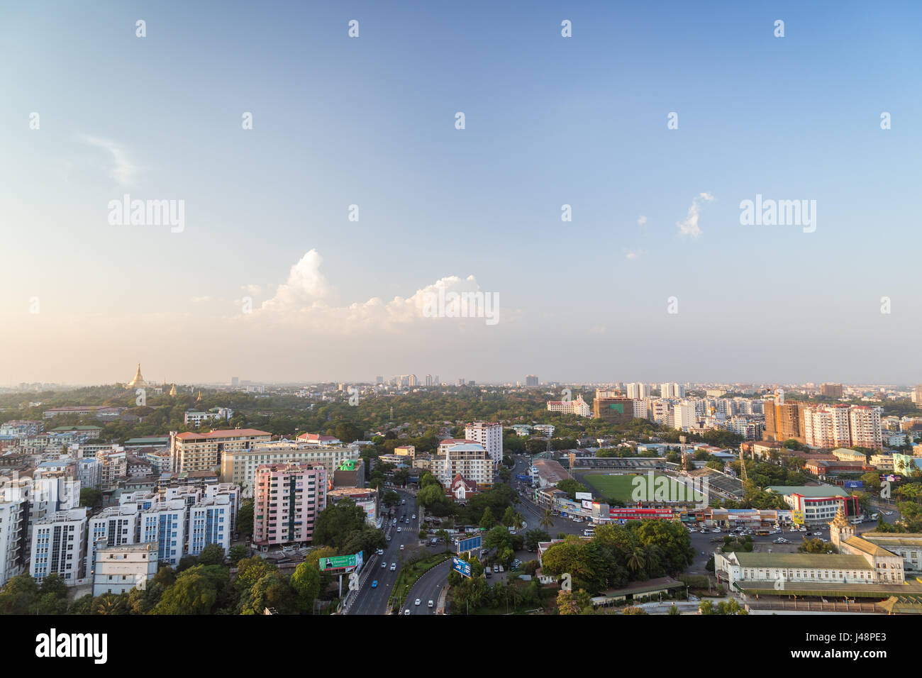 View of Yangon, Myanmar, from above in the daytime. Copy space Stock ...