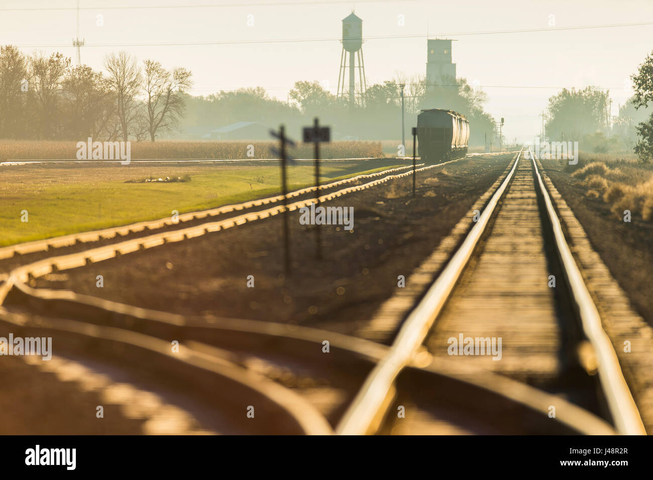 Morning light on railroad tracks near Groton; South Dakota, United ...