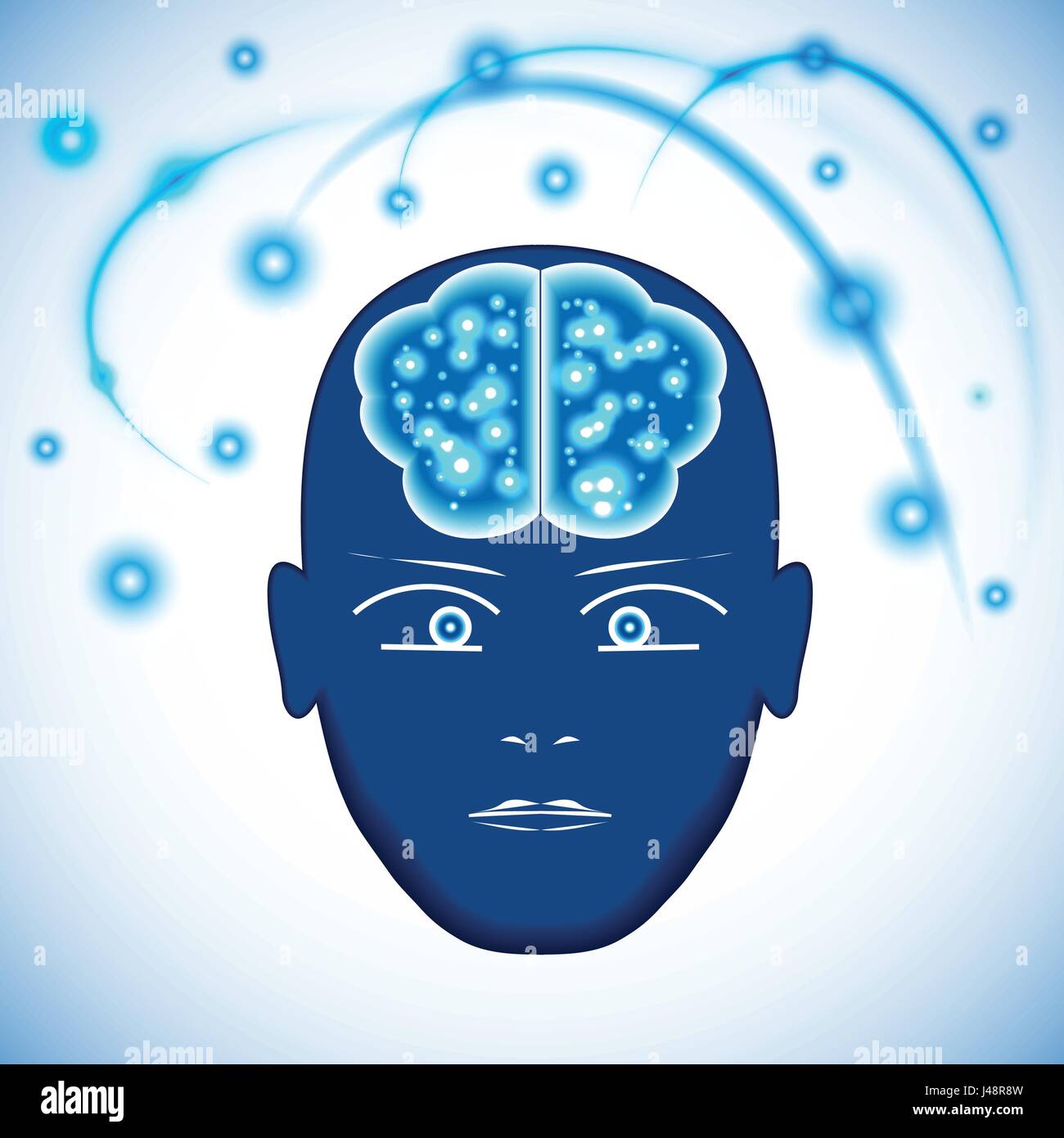 Head, Brain with glowing with dots thoughts. Concept thinking human ...