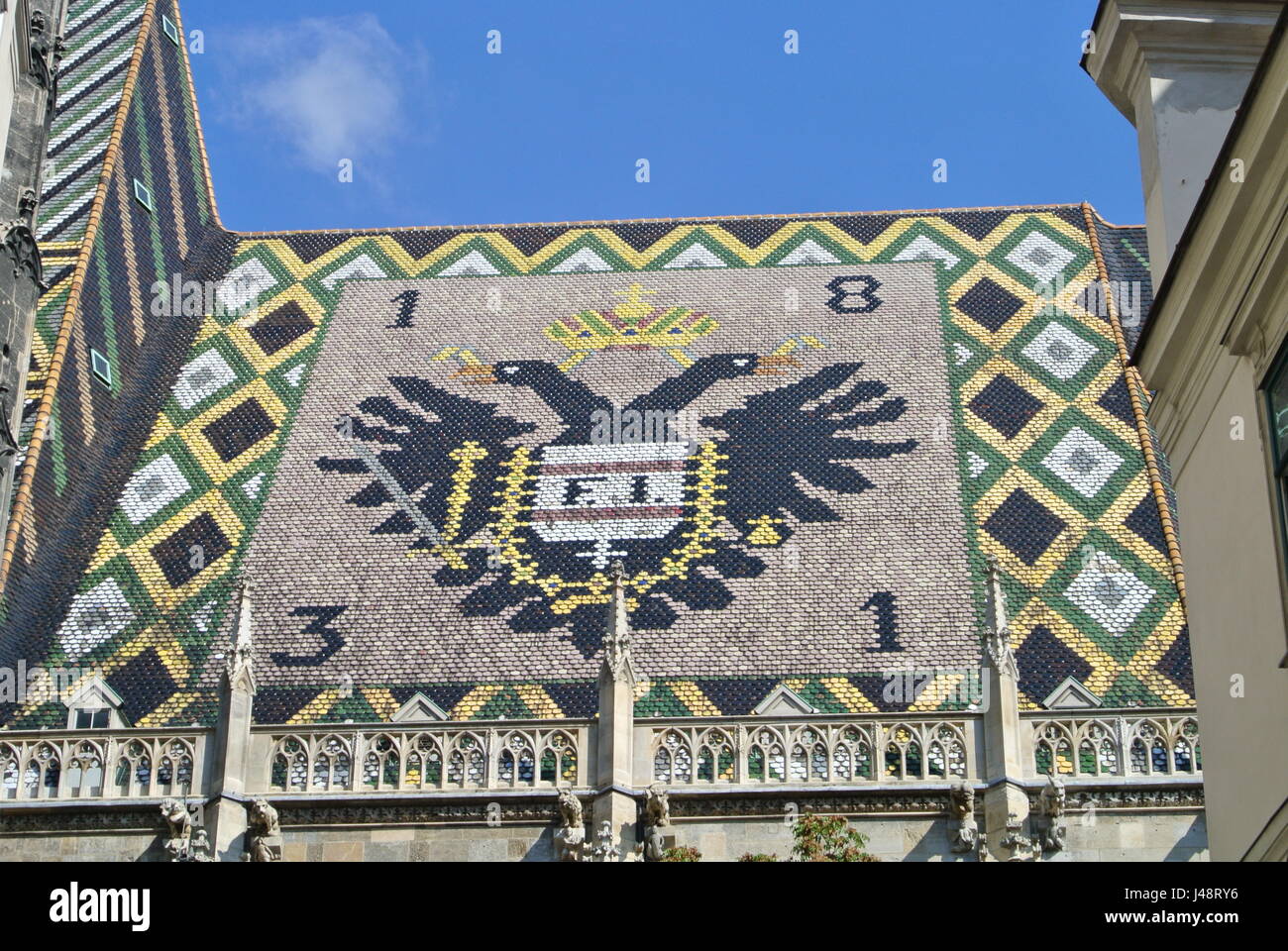 Roof Tile Mosaic on St. Stephen's Cathedral, Vienna, Austria, Europe ...