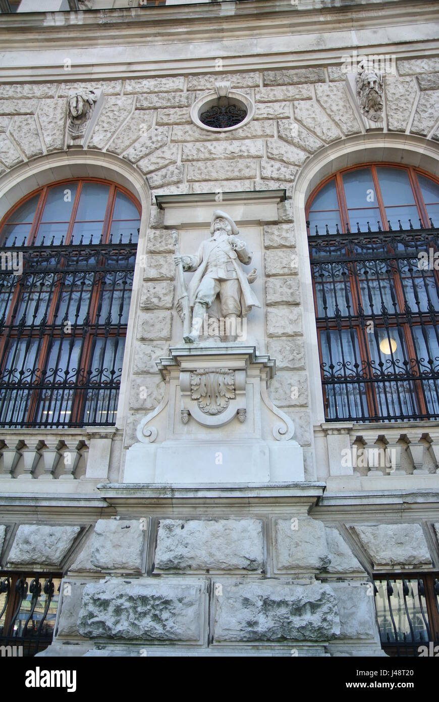 stone statue on the facade of Neue Burg, Heldenplatz, Vienna, Austria ...