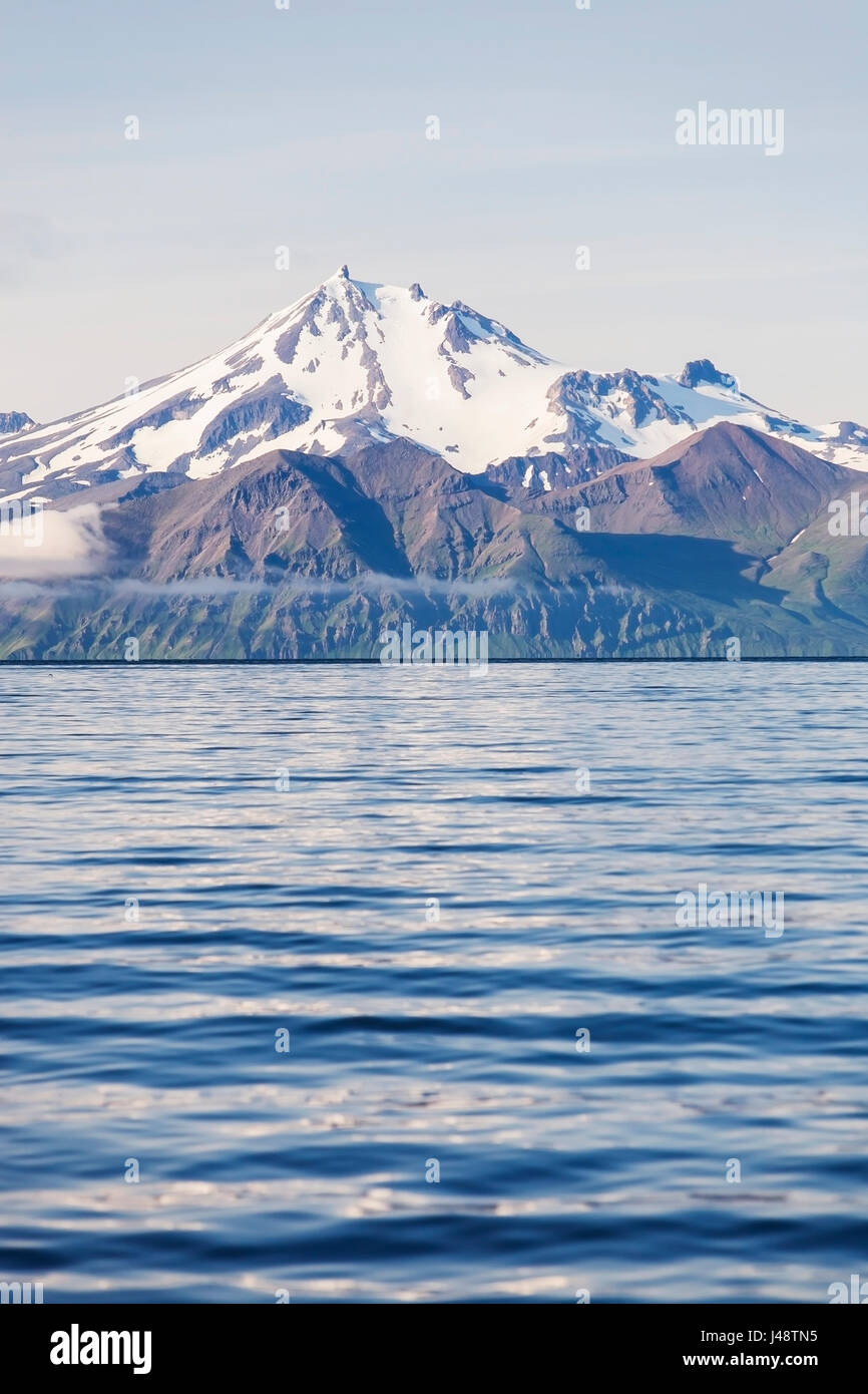 Frosty Peak Volcano On The Alaska Peninusla In Summertime; Southwest ...