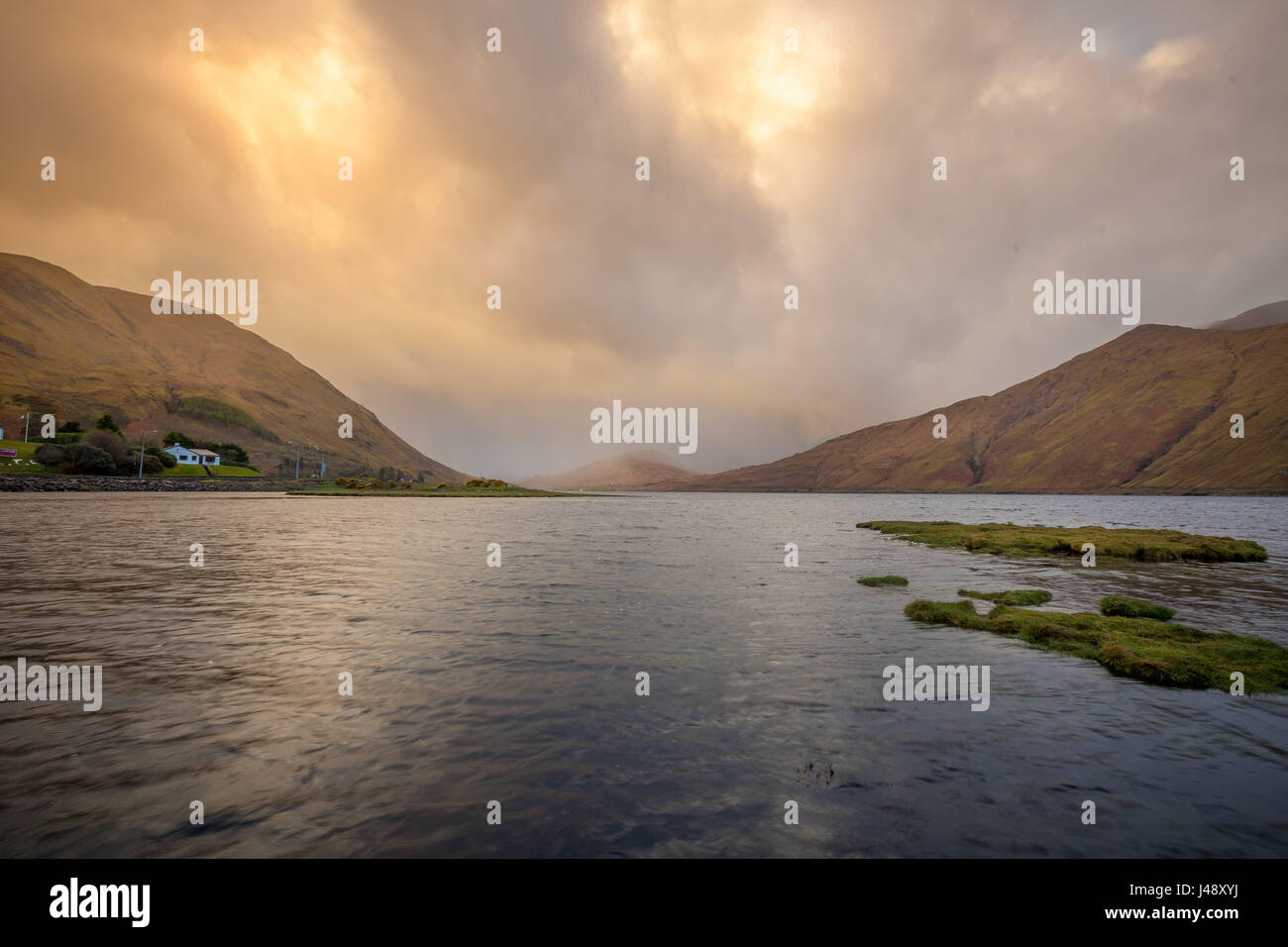 Sunrise over Fjord of Killary Harbour - Connemara region located in co ...