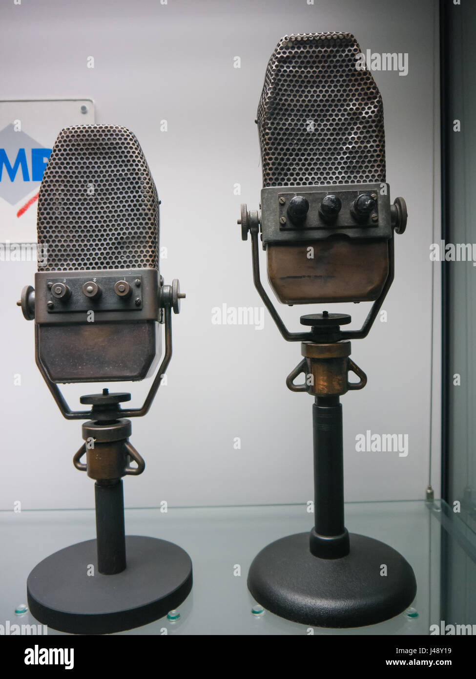 Two vintage radio microphones Stock Photo - Alamy