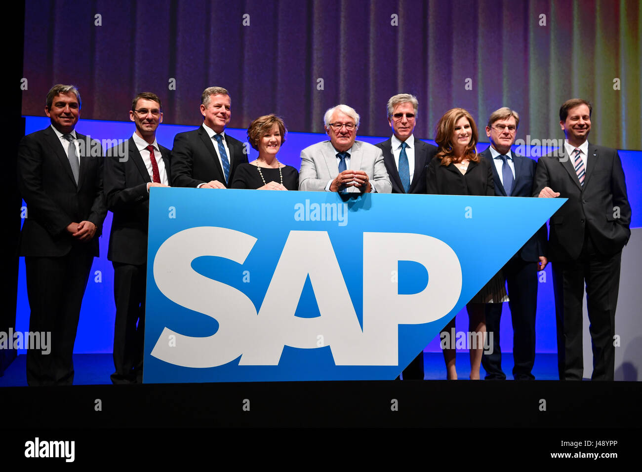 Mannheim, Germany. 10th May, 2017. The board of directors of SAP, L-R ...