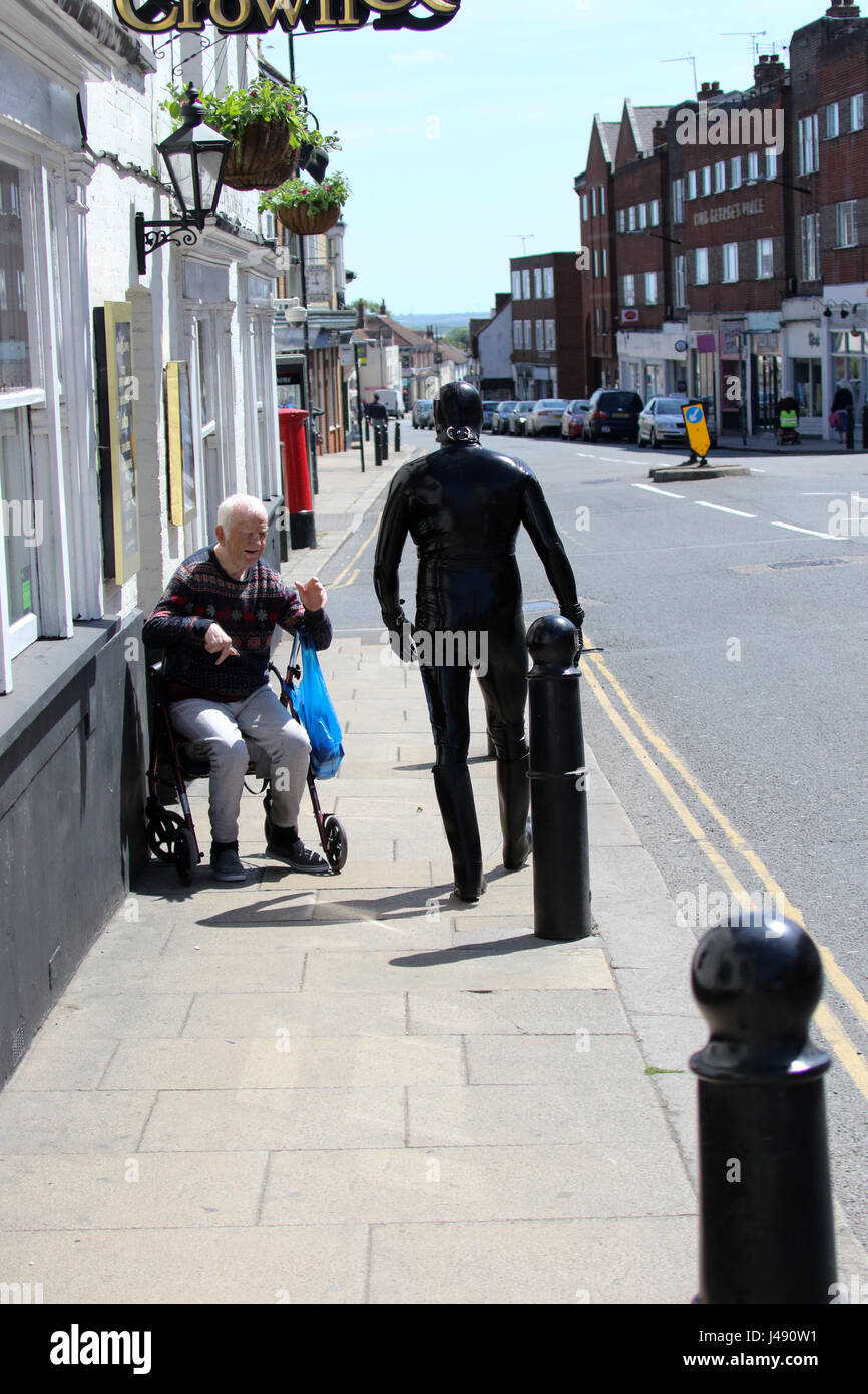 Maldon, Essex, UK. 10th May, 2017. The Gimp Man of Essex appears in the ...