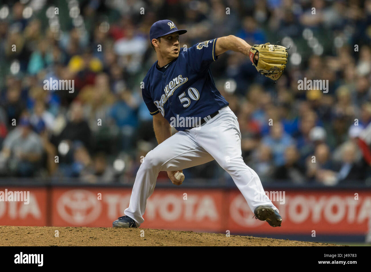 Milwaukee, WI, USA. 9th May, 2017. Milwaukee Brewers relief pitcher ...