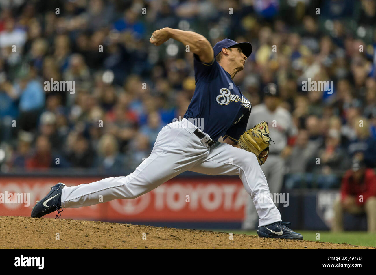 Milwaukee, WI, USA. 9th May, 2017. Milwaukee Brewers relief pitcher ...
