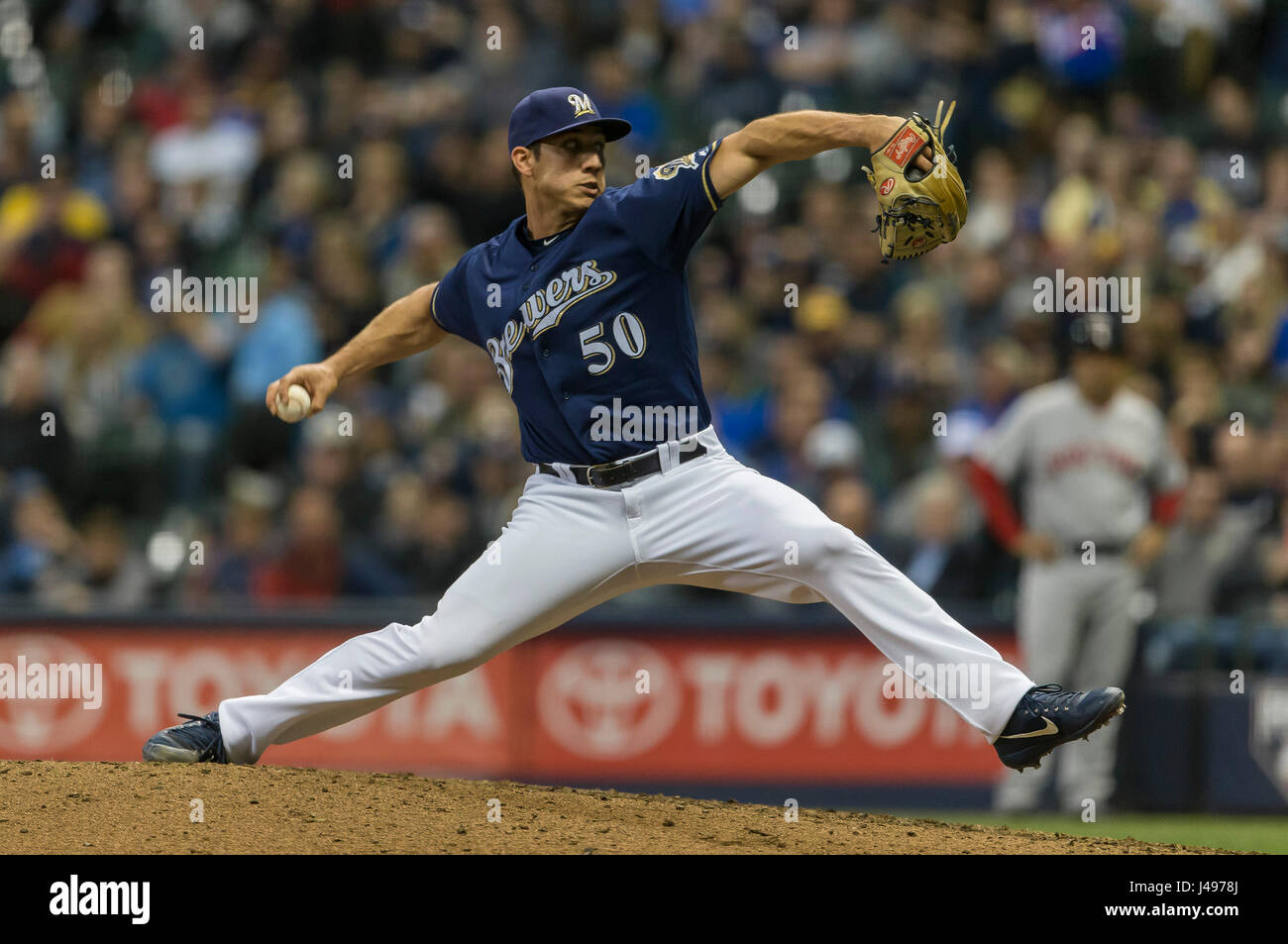 Milwaukee, WI, USA. 9th May, 2017. Milwaukee Brewers relief pitcher ...