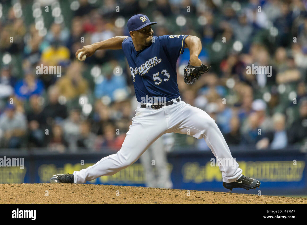 Milwaukee, WI, USA. 9th May, 2017. Milwaukee Brewers relief pitcher ...