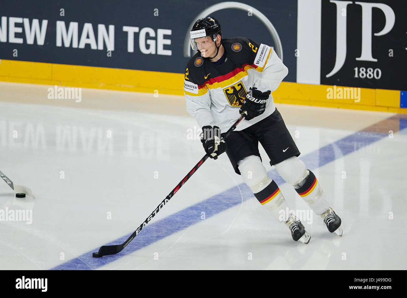 Cologne, Germany. 10th May, 2017. Denis REUL, DEB 2 drives the puck ...