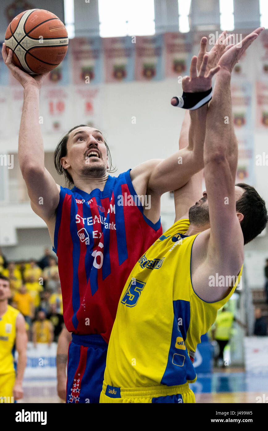 Bucharest, Romania. 11th May, 2017. Catalin Baciu #26 of Steaua CSM EximBank Bucharest and Boris ...