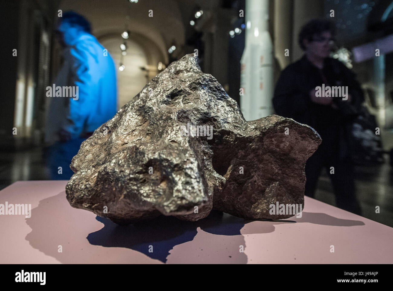 Darmstadt, Germany. 11th May, 2017. An iron meteorite can be seen at ...