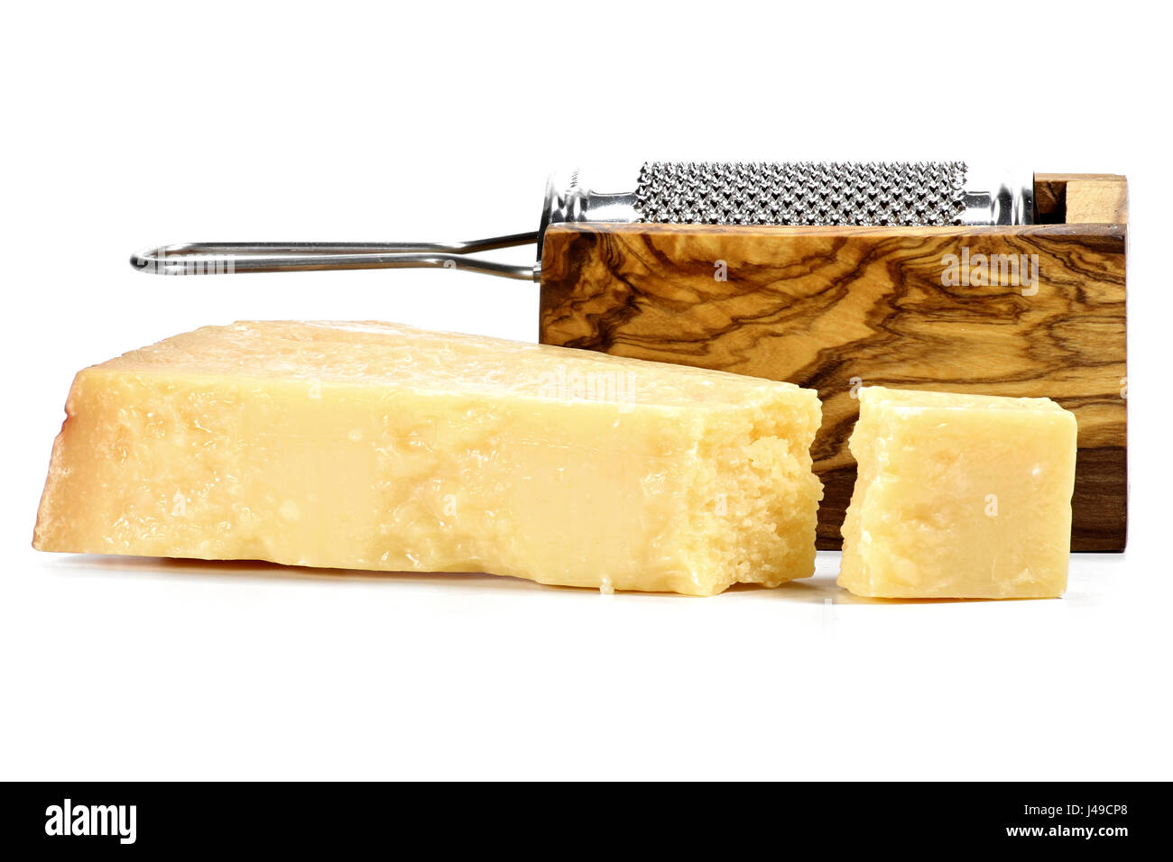 Italian hard cheese with grater isolated on white background Stock ...