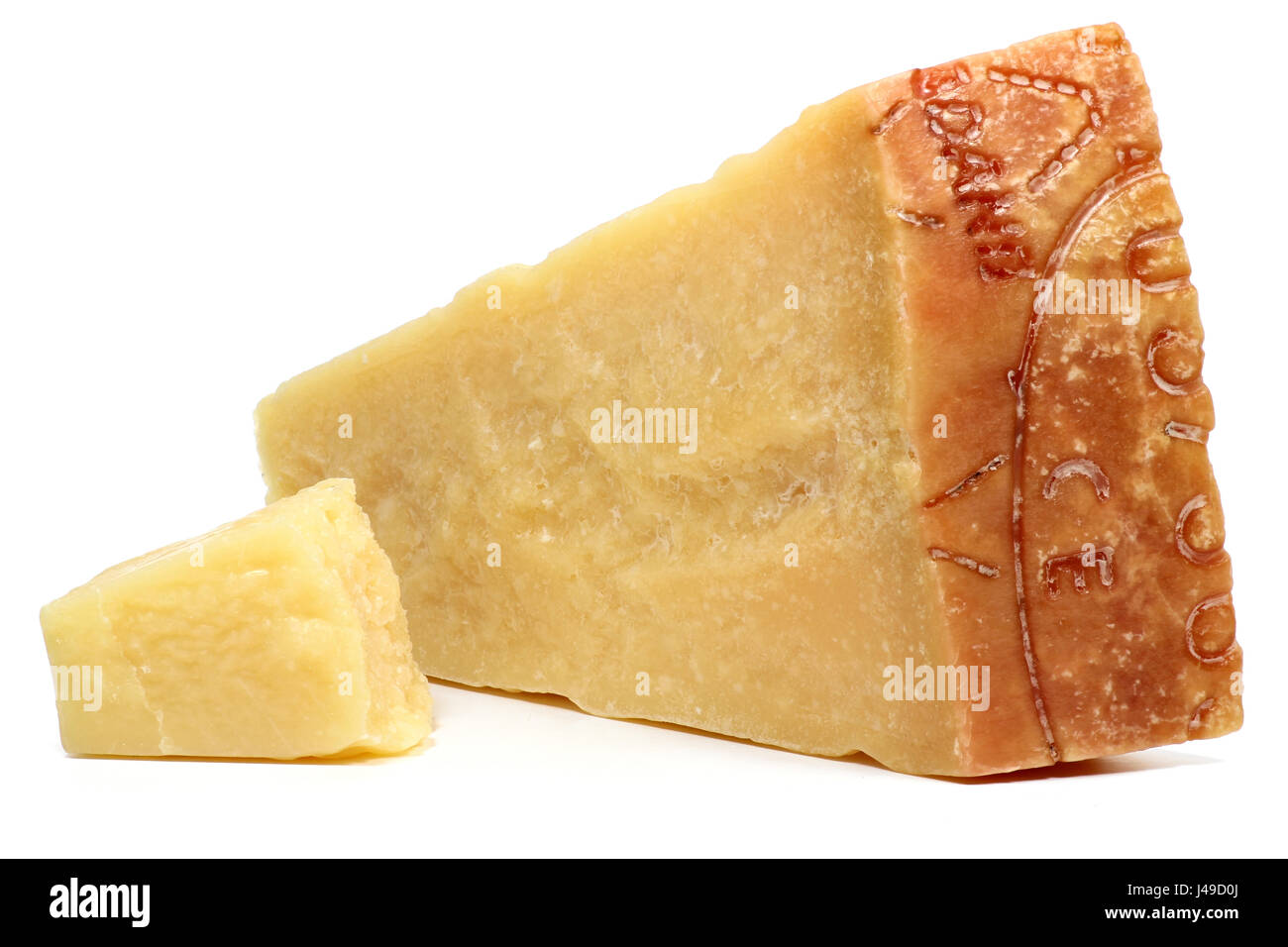 Italian hard cheese isolated on white background Stock Photo - Alamy