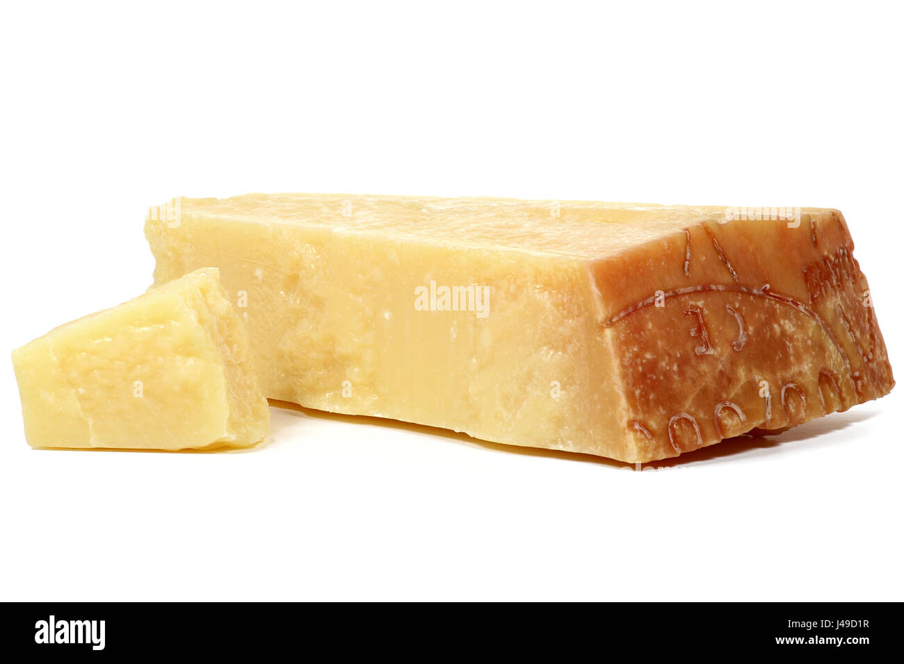 Italian hard cheese isolated on white background Stock Photo - Alamy